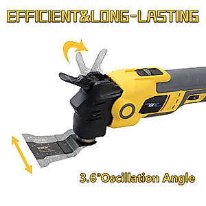 NEWONE Oscillating Tool Compatible with De-Walt 20V Battery Anti-vibration Oscillating Multi-Tool Kit with 3.6° Oscillation Angle,6 Variable Speed,16-piece Electric Multitool Blades,Box