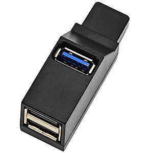 EXKOKORO 3-Port USB 3.0 Hub USB Extender USB Spliter, 2 x USB2.0/1 x USB 3.0 Mini Portable Fast High Speed USB Splitter Hub Transfer, Compatible with PC Laptop Computer Mac Windows
