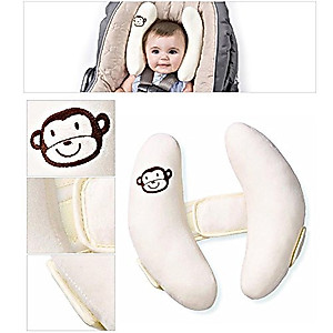 Inchant Adjustable Toddler Headrest & Neck Support, Banana Shape Travel Pillow,Best Headrest for Car Seat,Pushchair, White