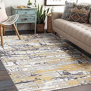 Rugshop Darwin Vintage Abstract Modern Area Rug 7'10" x 10' Yellow