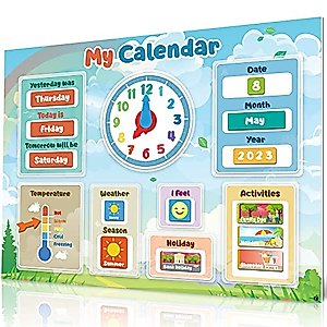 Magnetic Kids Calendar for Learning - Classroom Calendar, Preschool Calendar for Kids - Toddler Calendar, Magnet Calendar for Kids - Days of the Week Chart for Toddlers - Today, Monthly and Weather
