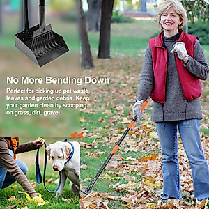 Twocorn Pooper Scooper, Dog Pooper Scooper Tray and Rake Set with Adjustable Stainless Steel Long Handle for Large Medium Small Dogs