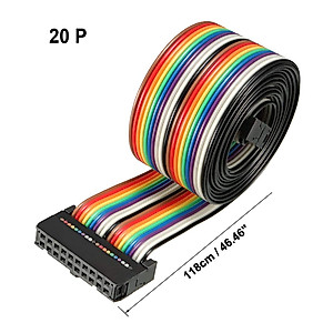 uxcell IDC Rainbow Wire Flat Ribbon Cable 20 Pins 118cm Length 2.54mm Pitch Type-C