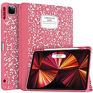 Soke New iPad Pro 11 Case (M2) 2022/2021/2020 with Pencil Holder - [Full Body Protection + Apple Pencil Charging + Auto Wake/Sleep], Soft TPU Back Cover for 2022 iPad Pro 11 inch(Book Watermelon)