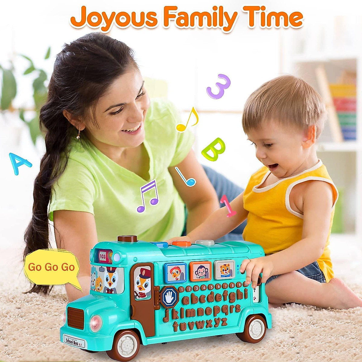 Toys for 1 Year Old Boy Gifts, Baby Toys 12-18 Months School Bus Learning Toys for 1 2 3 Year Old Boys Girls Kids Education Toys with Alphabet ABC/Music/Light/ for Toddlers 1-3 Birthday Xmas Gifts