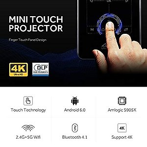 ROMIX Mini Portable Pocket Smart Projector with DLO,HD-in and HD 4K decoding,Compatible with Android,iPhone and Windows