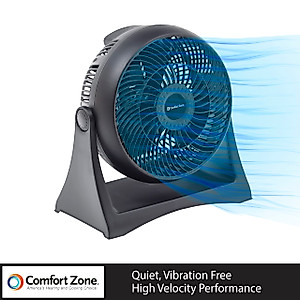 Comfort Zone CZHV8T 8” 3-Speed, Wall-Mountable Table Fan with 180-Degree Adjustable Tilt, Black