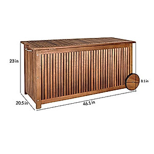 cucunu Outdoor Wood Storage Container - 65 Gallon Capacity | Durable Weather-Resistant Wood | Rustic Charm for Patio & Garden | Easy Access Hinged Lid & Front Opening