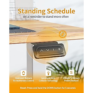 CubiCubi Electric Standing Desk, 55 x 24 Inches Height Adjustable Sit Stand Desk, Ergonomic Home Office Computer Workstation, Light Rustic Brown
