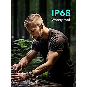 SKG R8 Military Smart Watches for Men (Answer/Make Call) Alexa Built-in, 1.8'' Rugged Bluetooth Tactical Smartwatch for Android iPhone, IP68 Waterproof Fitness Tracker Heart Rate Monitor, 2023 New