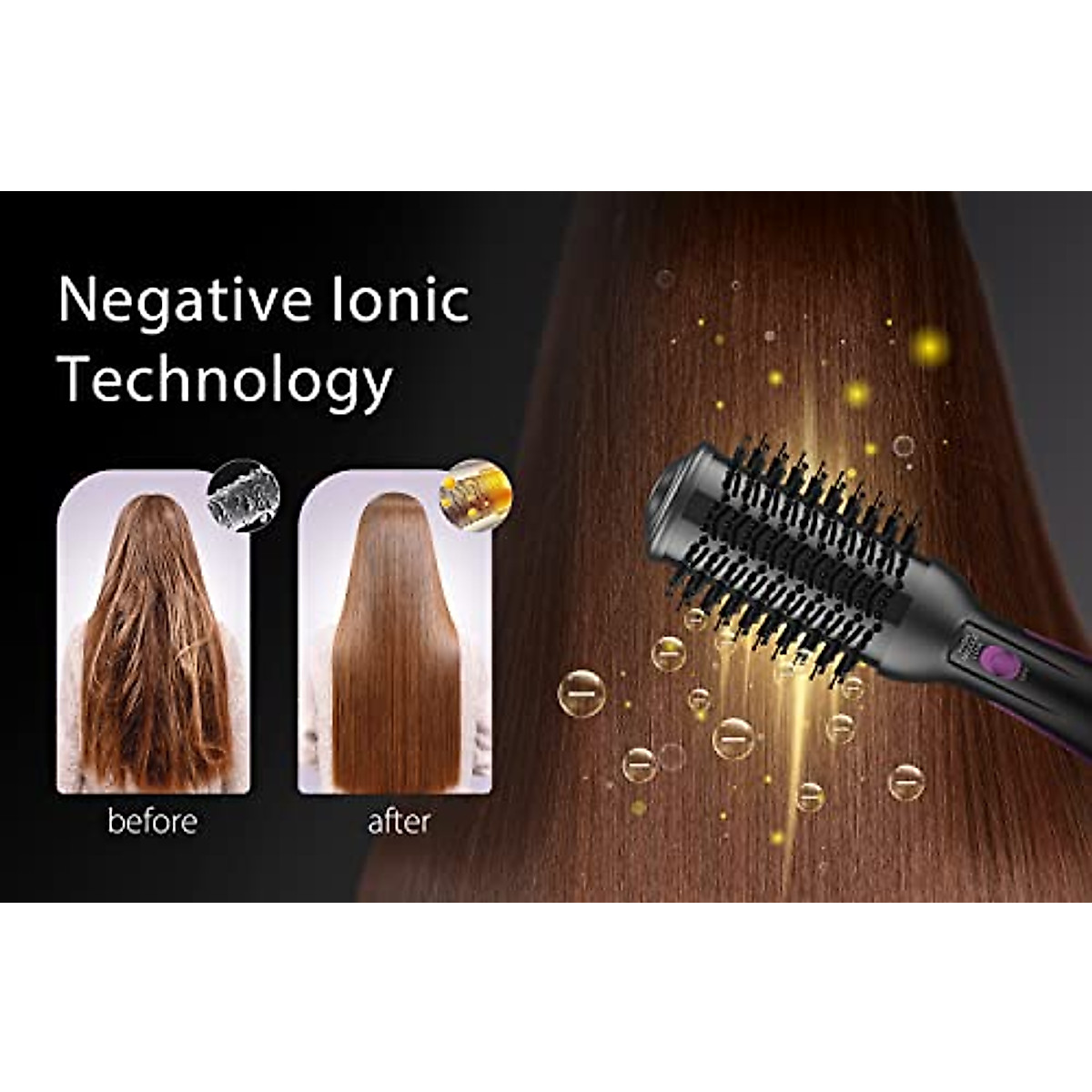 One-Step Blow Dryer Brush & Volumizer Styler, Hot Air Hair Dryer Brush Straightener Brush with Negative Ion Anti-frizz Ceramic Titanium Barrel for Drying, Straightening, Curling, Salon