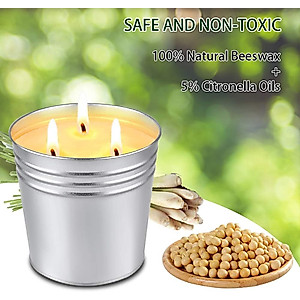 Citronella Candles Outdoor - Large 2 x 17oz Citronella Candle for Home Patio up to 200 Hours Burning, 3-Wick Natural Soy Wax Candle for Outside Garden Yard Balcony, Summer Camping Candle