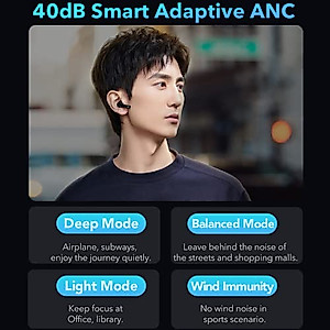 Black Shark JoyBuds Pro Wireless Earbuds, 40dB ANC Bluetooth 5.2 Gaming Earphones, with 30h Battery Life, 40ms Ultra-Low Latency, Six Mics, 12mm Drivers, IPX4, Ear Buds for Android and iOS (Black)