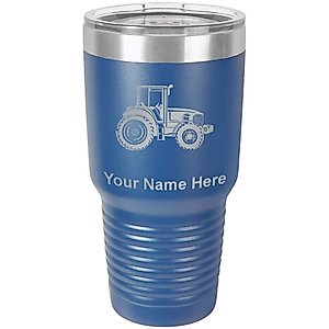 LaserGram 30oz Vacuum Insulated Tumbler Mug, Farm Tractor, Personalized Engraving Included (Dark Blue)