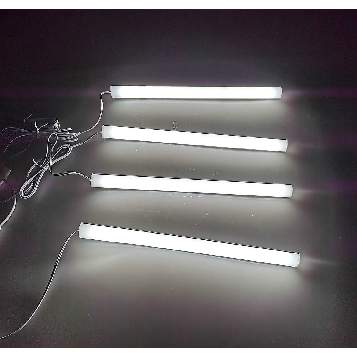 Cabinet Lighting, 4pcs 12" V-Shape Bright LED Light Bars for Under Cabinet, Gun Safe, Locker, Closet, Under Counter, Shelf, Showcase - 1200lm 12W - Pure White (6000K)