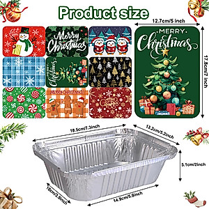 DIYDEC 36PCS Christmas Foil storage Containers 9 Styles Merry Christmas Disposable Leftover Food Containers with Lids Aluminum Cookie Tin Pans for Winter Holiday Gift Giving Party Supplies(Style B)