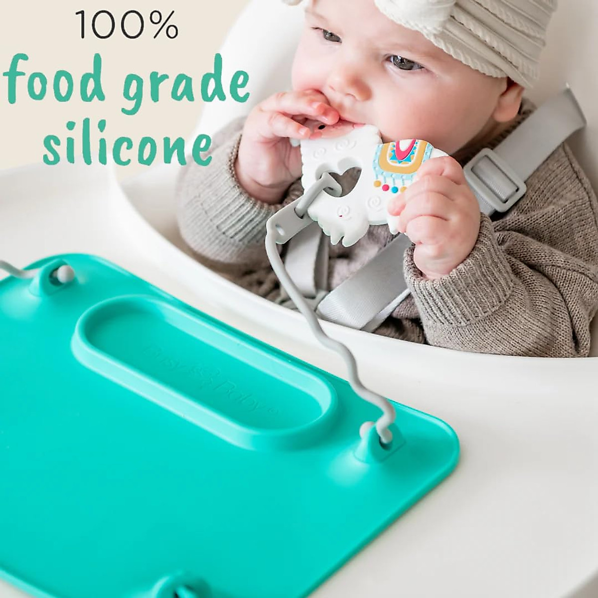 Busy Baby - Teething Toys Made of 100% Food Grade Silicone, Fun Animal Shapes for Teething Relief, Use Alone or Easily Attach Your Baby Teether to Busy Baby Mats (Sloth)