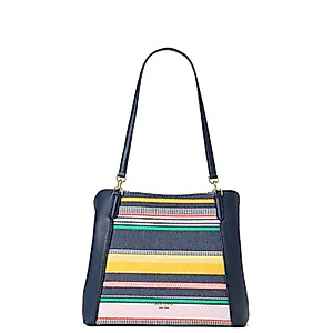 KATE SPADE JACKSON BOARDWALK STRIPE MEDIUM TRIPLE COMPARTMENT SHOULDER BAG