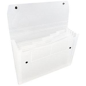 JAM PAPER Accordion Folders - 6 Pocket Plastic Expanding File with Snap Closure - Letter Size - 9 x 13 - Clear - Sold Individually