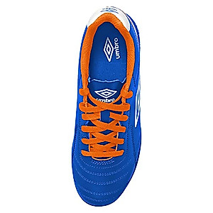 Umbro Boy's Classico X TF Jr. Soccer Turf Shoe, Blue/White/Orange, 4 Little Kid