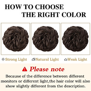 MORICA 1PCS Messy Hair Bun Hair Scrunchies Extension Curly Wavy Messy Synthetic Chignon for Women (1-6#(Dark Brown))