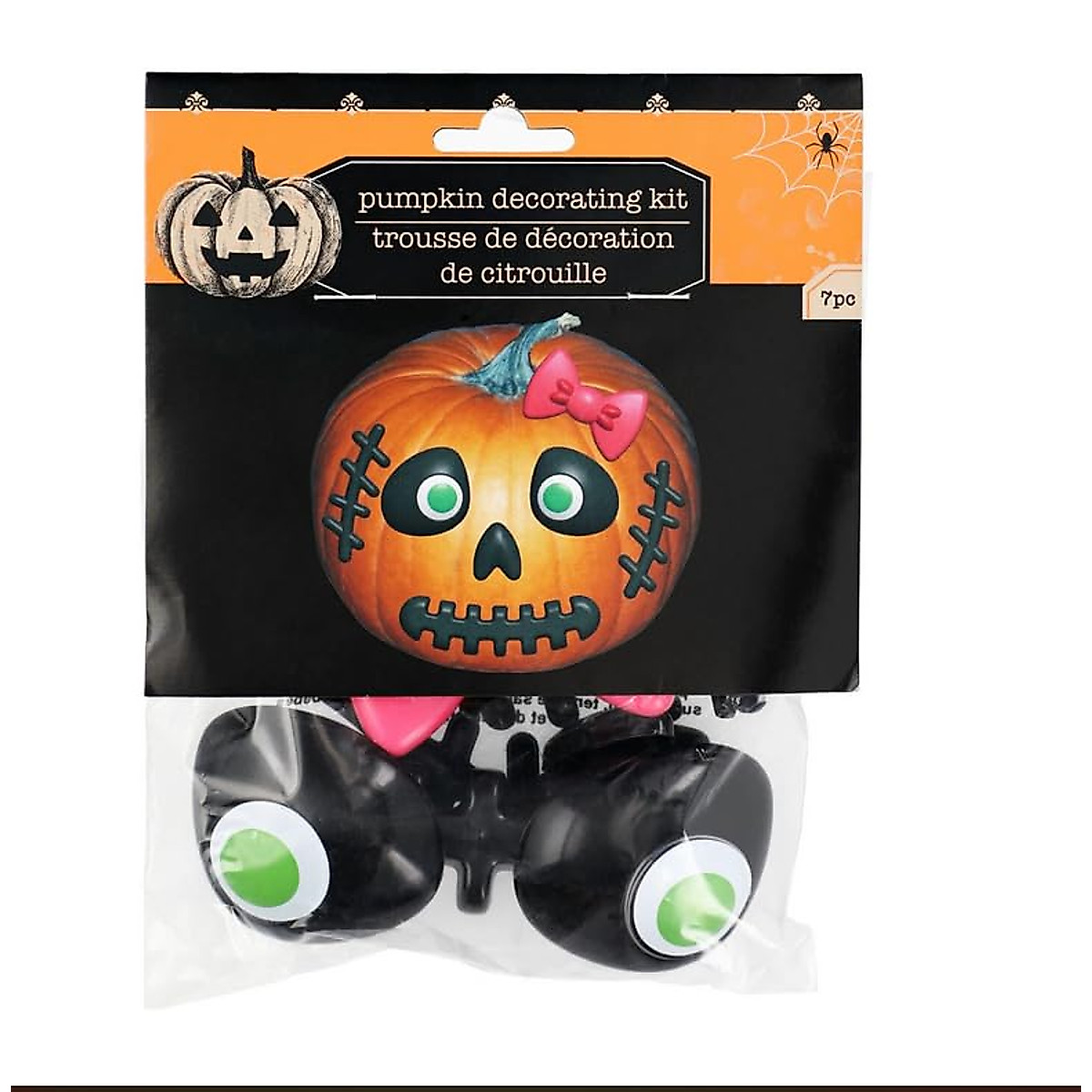 Halloween Plastic Push in Pumpkin Decorating Kits No Carving Kits 2 Sets 8 Packs Halloween Pumpkin Faces Push in
