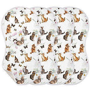 vvfelixl Muslin Burp Cloths Cats Butterflies Baby Washcloths for Baby Girl Boys 2 Pack White