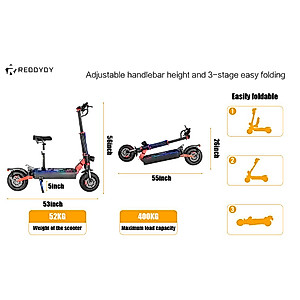 REDDYDY Electric Scooter, Max Speed 60MPH,Total Power 8000W,90 Mile Long Range Battery, 60V43AH Dual Drive, 13-inch Wheels, Portable Foldable, Off-Road Electric Scooter for Adults, black