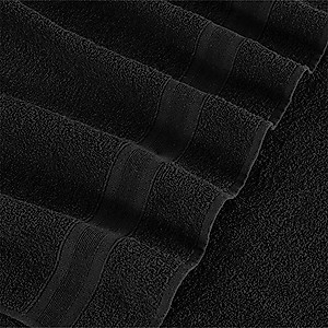All Design 4 Piece Black Washcloth Set, 13 in 13 in 100% Turkish Cotton Washcloths for Bathroom, Soft Absorbent Washcloths for Body and Face, Wash Rags Kitchen, Baby Washcloths