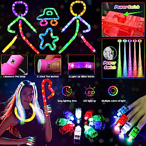 SHQDD New Year Party Favors for Adults Kids, Glow Party Favors, Neon Light Up Party Favors 27 Rave Accessories, 56 LED Light Up Toys, 100 Glow Sticks Bulk Party Pack,Glow in the Dark Party Supplies