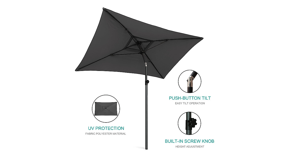 AMMSUN 6.6x4.3ft Patio Umbrella - Stylish Shade Solution