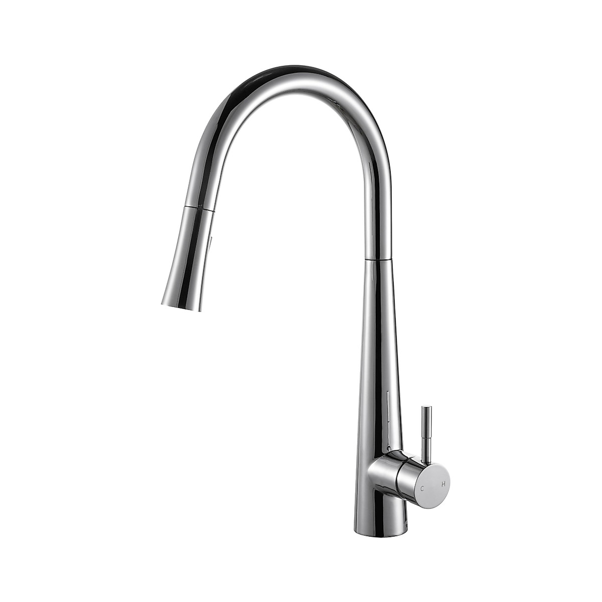 Elegant Slimmed Pull-Out Kitchen Faucet of 18" Height for Island & Laundry Sink with 360° Rotating Spout, Rust-Resistant, Single Lever and Lead-Free (Chrome)