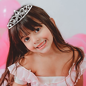 6 Pieces Princess Crowns for Little Girls Rhinestone Queen Crowns Bouquets Bling Tiara Headband Silver Hair Jewelry Accessories for Women Senior Birthday Wedding Prom Bridal Valentine Party Decor