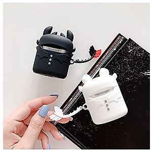 Air Pod 3 Case, Cute Cartoon Design Case Compatible with Air Pod 3rd Generation Case 2021, Protective Premium Silicone Case with Keychain. (3rd Night Evil Black)