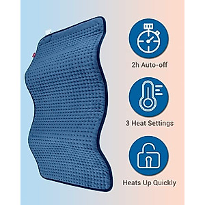 Comfytemp Heating Pad for Back Pain Relief - Extra Large Heating Pads with Auto Shut Off, XL Heating Pad 17''x 33'', Electric Fast Heat Pad for Neck/Shoulder/Full Body, 3 Heat Settings