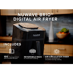 NUWAVE Brio 7-in-1 Air Fryer Oven, 7.25-Quart with One-Touch Digital Controls, Non-Stick Air Circulation Riser & Reversible Rack Included