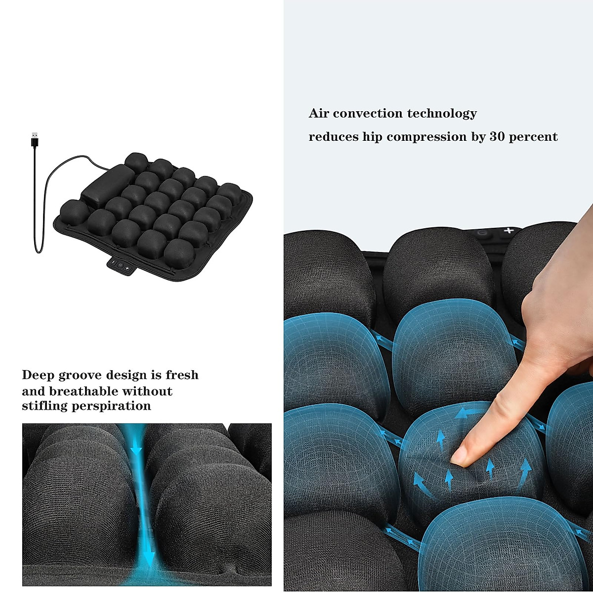 YUNYEUNG Electric Inflatable Wheelchair Cushions for Pressure reliefUlcer & Pressure Sore Prevention - Pain Relief Cushion for Extended Sitting Air Seat Cushions
