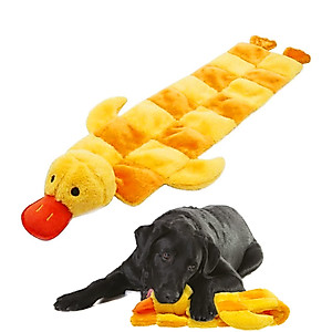 Mihachi 16 Squeakers Dog Squeaky Toys - No Stuffing Plush Pet Chew Toys - Yellow Squeaker Mat Duck