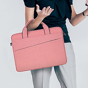 RAINYEAR 13 Inch Laptop Sleeve Shoulder Bag Compatible with MacBook 13.6" M2 A2681, 13.3 Air Pro M1/M2 A2338 A2337, 13.3" Chromebook Notebook Messenger Bag Carrying Case Briefcase for Men Women, Pink