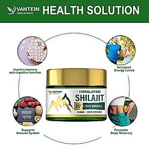 Himalayan Shilajit Resin Supplement 500mg, 85+ Trace Minerals Complex for Brain Booster, Energy, Immune Support, Overall Health - 50g (2-3 Month Supply)