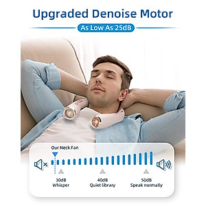 OTUOER Upgraded Neck Fan, 3 Speeds Strong Wind Neck Coolers for Extremely Hot Weather, 4000 mAh High-Capacity Rechargeable Portable Fan for Sport, Office, Home, Outdoor, Travel