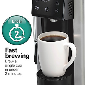 Hamilton Beach FlexBrew 5-in-1 12 Cup Drip and Single Serve Hot & Iced Coffee Maker with Movable 60 oz. Water Reservoir, Use Pod Packs and Grounds, Fast Brewing, LED Touchscreen, Black (49924)