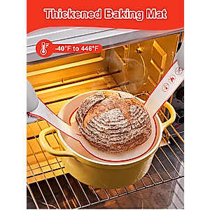 SMARTAKE 2-Pack Silicone Bread Sling for Dutch Oven, Reusable Bread Baking Mats with Long Handles, Include Spatula, Non-Stick Bread Baking Sheet Liners for Transferable Dough Pastry (Red & Black)