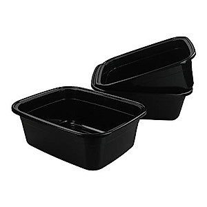 Jekiyo 16 Quart Dish Pan, Black Plastic Tubs, 3 Packs