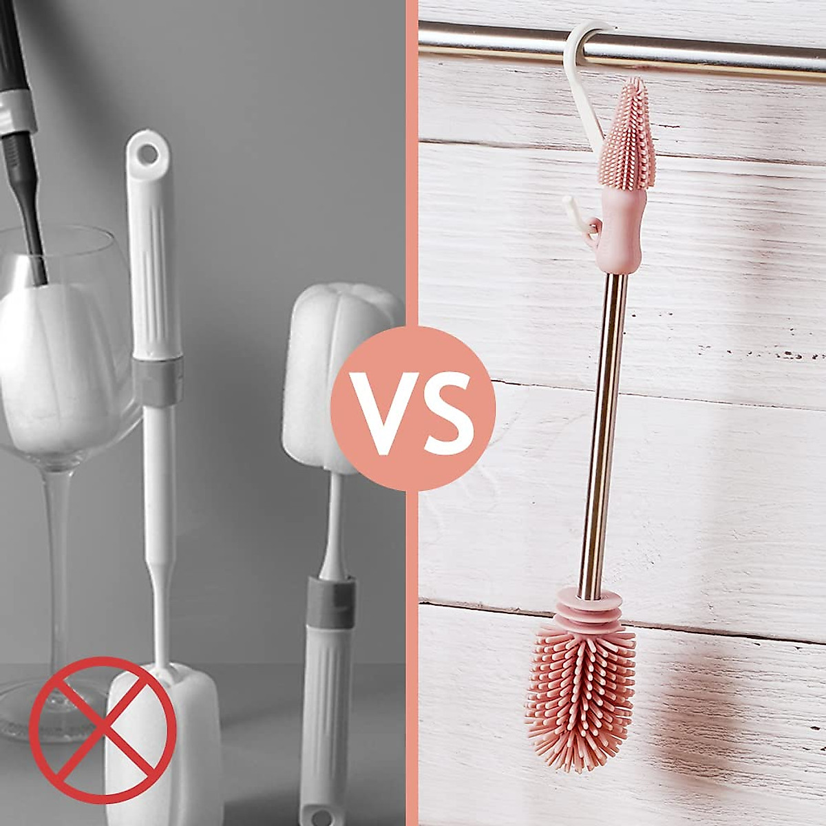 haakaa Silicone Breastmilk Storage Bag 5pk & Blush Silicone Cleaning Brush Set.