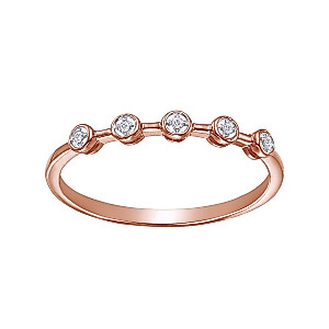 Samaira Jewelry Five-Stone Bezel Natural Diamond Accent Stackable Wedding Band Ring in 14k Rose Gold Over 925 Sterling Silver (1/20 Cttw, I-J Color, I2-I3 Clarity) Ring Size-8