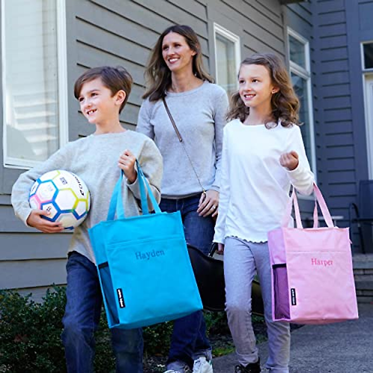 Urban Infant Tote Bag for Kids - Outer Pocket, Name Tag, 2 Mesh Bottle Holders, and Zippered Top – Perfect for After-School Activities and Travel - 13” x 11” x 5” - Blue