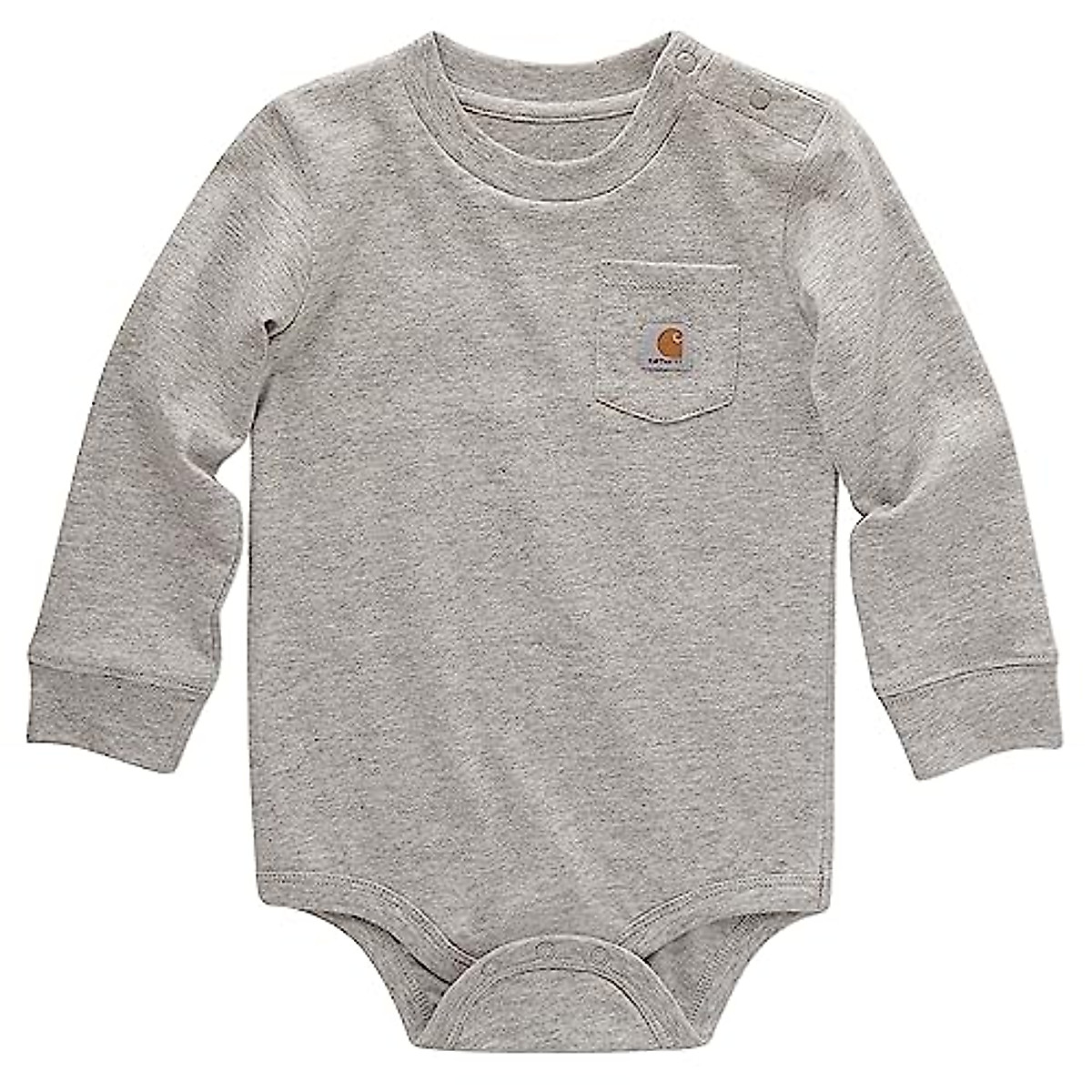 Carhartt Long-Sleeve Pocket Bodysuit, Grey Heather, 18 Months