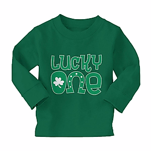 Lucky One - Horseshoe Shamrock Long Sleeve Toddler Cotton Jersey Shirt (Kelly - Long Sleeve, 2T)