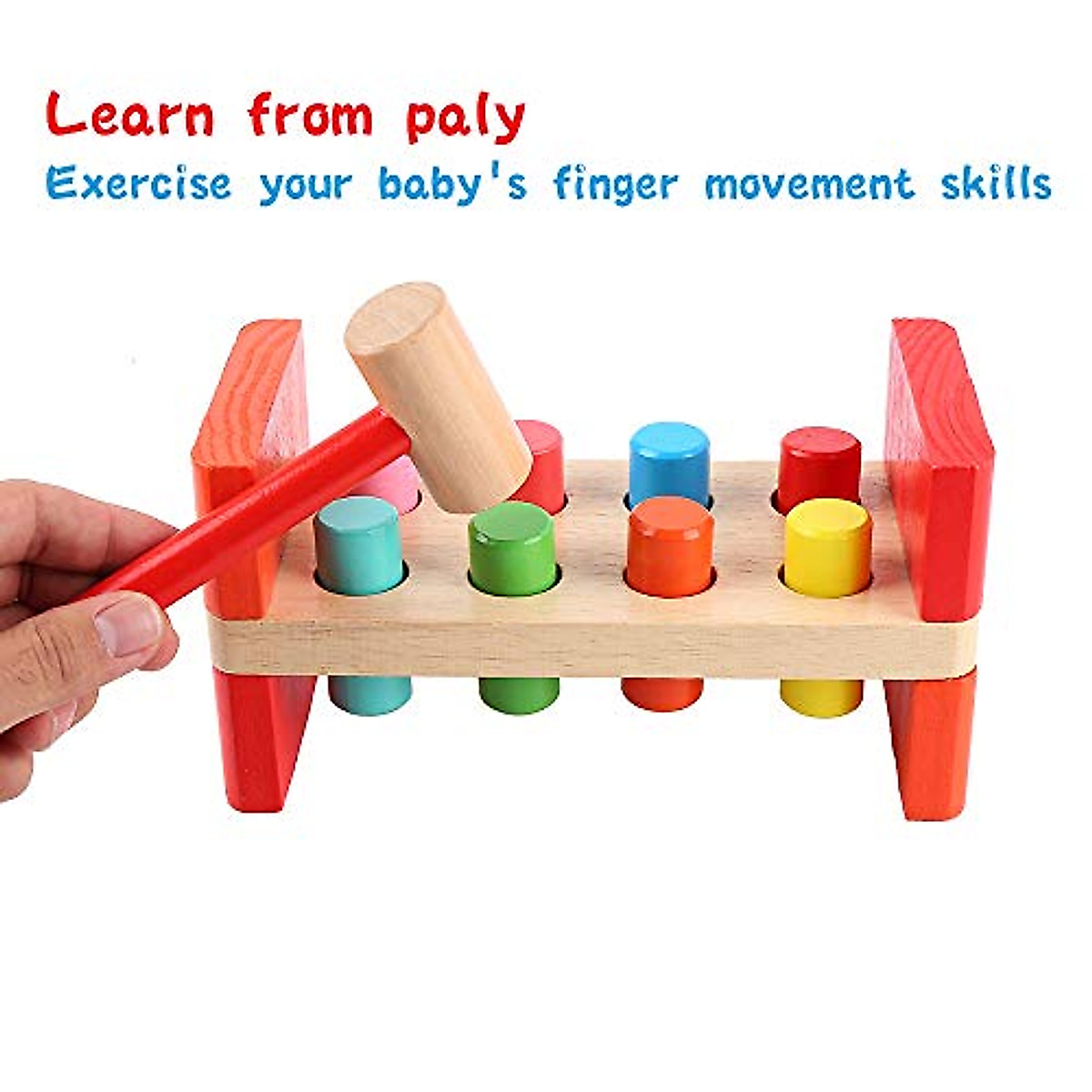 Joyshare Pounding Bench Wooden Toy with Mallet, Hammer Toys for Toddlers 2-3 4 5 Year Old